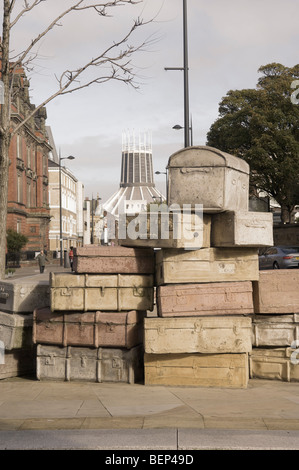 Hope Street Suitcase Sculpture, Liverpool; England; UK Stock Photo - Alamy