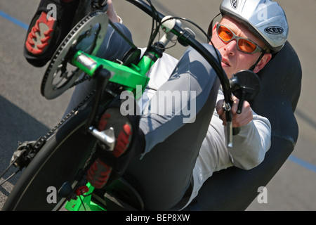 Aerodynamic recumbent bicycle Stock Photo - Alamy
