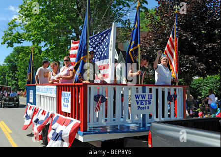 Veterans on American Legion Float in Parade Stock Photo - Alamy