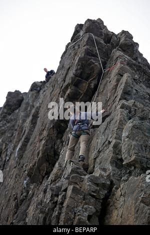 Climbers on the Inaccessible Pinnacle, Isle of Skye Stock Photo - Alamy