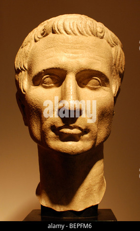 A portrait of Julius Caesar Augustus, the first Roman Emperor, depicted ...