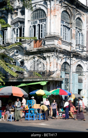 MYANMAR (BURMA) OLD BRITISH COLONIAL ARCHITECTURE REMNANTS IN DOWNTOWN ...