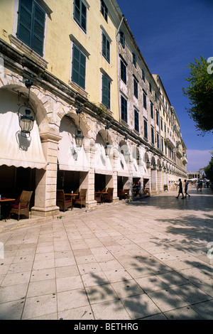 Corfu Island Greece, Liston Square Old Town With People Walkin On ...