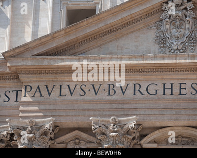Latin inscription on the front of St Peter's Basilica, Vatican City ...