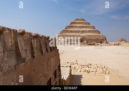 Cobra Relief and Saqqara Step Pyramid of Pharaoh Djoser, Egypt, Saqqara ...