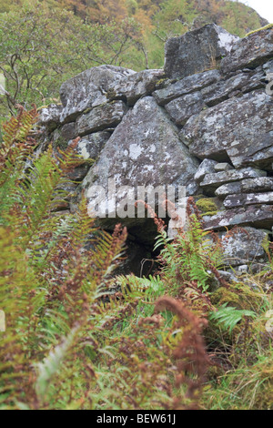 Caistel Grugaig Broch at Totaig, entrance with triangular lintel stone ...