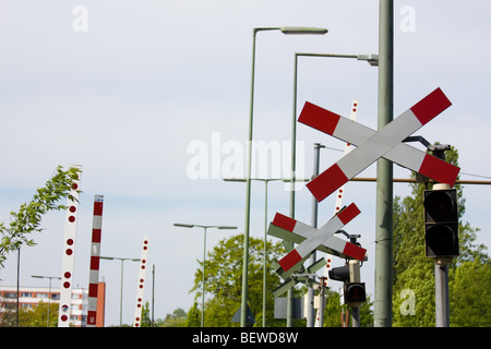 Sign Railroad Crossing, Germany, Europe Stock Photo - Alamy