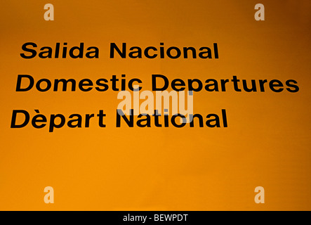 trilingual sign, Spanish English French sign, Cancun International ...