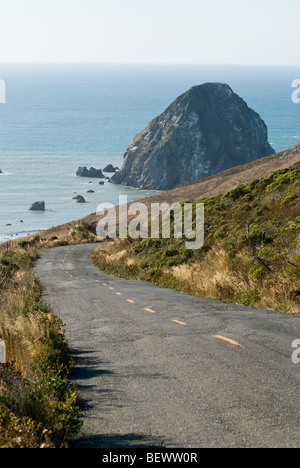 The Mattole Road along the ocean at the Lost Coast near Cape Mendocino ...