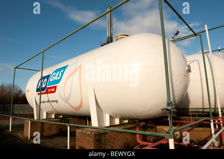 Propane and Butane bulk storage tanks with fire deluge system operating ...