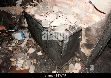 Severe house fire showing destroyed interior of house Stock Photo - Alamy
