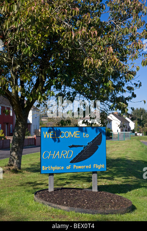 Sign welcoming visitors to Chard, birthplace of powered flight Stock ...