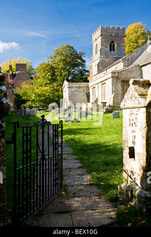 Typical English Saxon minster church of St.George in Ogbourne St.George ...