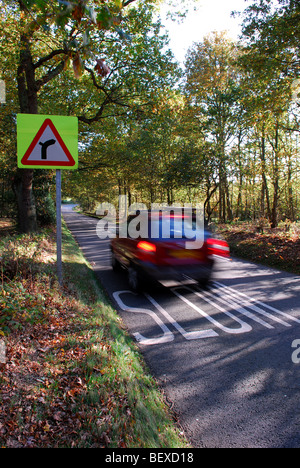 Sharp bend warning sign in Florida Stock Photo - Alamy