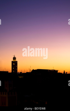City Sunset. Dusk over Marrakesh skyline and Koutobia Mosque, Marrakesh ...