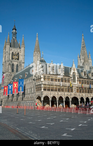 The Cloth Hall (Lakenhalle in Flemish) in the center of Ypres (Ieper ...