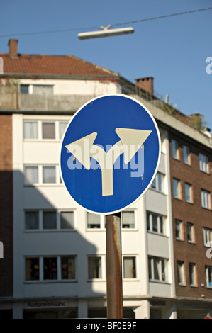 German road sign: turn right ahead Stock Photo - Alamy
