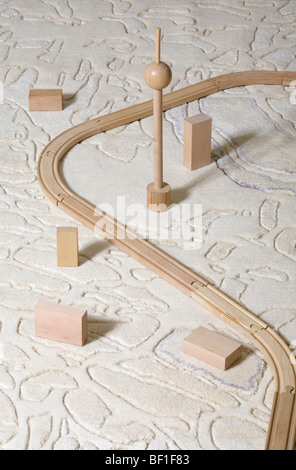 Wooden toy train on track. High quality photo Stock Photo - Alamy