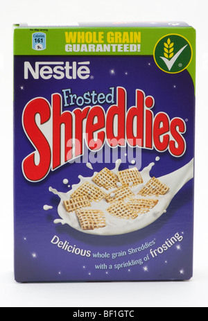 Box Of Shreddies on a white background, Shreddies are made by Nestle ...