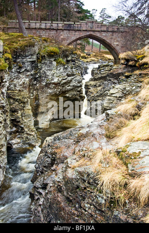 Linn o' Dee flowing waterfall, gorge river canyon, rock landscape, at ...