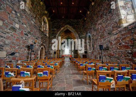 Interior of St. Oran's Chapel. Part of Iona Abbey on the Isle of Iona ...