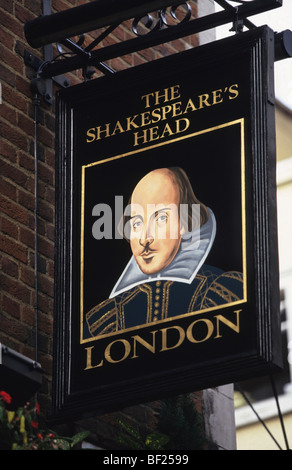 The famous Shakespeare's head public house with a figure of Shakespeare ...