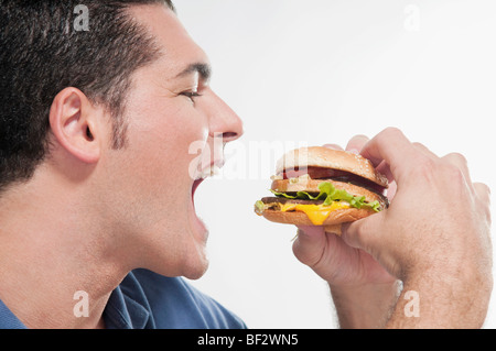 A hamburger with a human face, or hamburger head Stock Photo: 77561419 ...