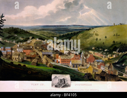 Pottsville, PA view from Sharp Mountain. 1833 Stock Photo - Alamy