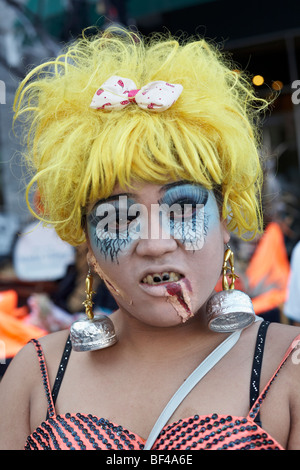 Funny Face Painted On Halloween Pumpkin Stock Photo - Alamy