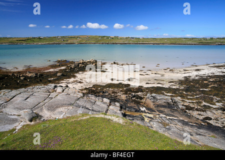 Coast at Claddaghduff with Omey Island, Connemara, County Galway ...
