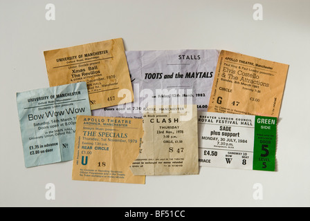 A selection of New Wave concert tickets from various years Stock Photo ...
