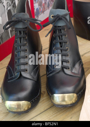 Display of Traditional Lancashire Leather Clogs with Wooden Soles and ...