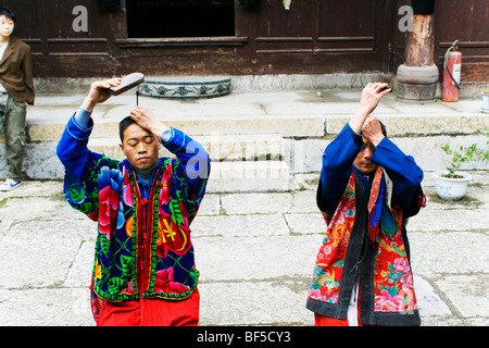 Nuo Opera actor drilling a hole on his scalp during ritual before ...