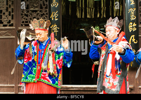 Ritual before Nuo Opera performance, Guizhou Province, China Stock ...