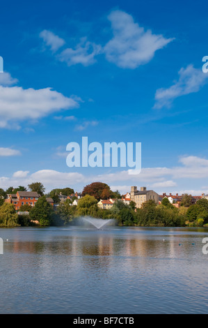 diss mere fountain, norfolk, england Stock Photo - Alamy