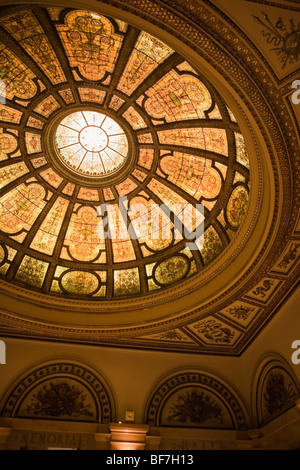 Healy and Millet stained glass dome in the Chicago Cultural Center ...