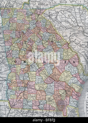 Original old map of Georgia from 1884 geography textbook Stock Photo ...