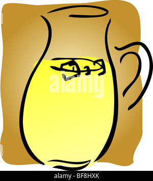 A pitcher of lemonade Retro hand drawn lineart illustration Stock Photo ...