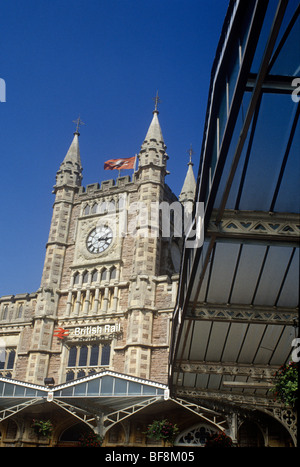 Victorian clock tower, built 1878, in centre of old Fenland market town ...