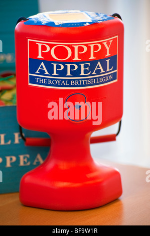 The Royal British Legion collection box for poppy appeal on “white ...