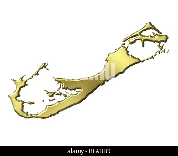 Bermuda 3d golden map isolated in white Stock Photo - Alamy