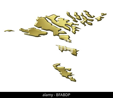 Faroe islands 3d golden map isolated in white Stock Photo - Alamy