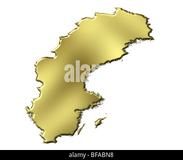 Sweden 3d golden map isolated in white Stock Photo - Alamy