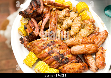 A plate of grilled boerewors South African farmers sausage in its ...