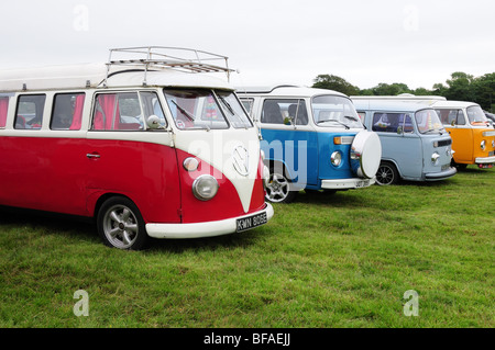 VW Camper Vans, split screen model, lined up at the VW show at Stanford ...