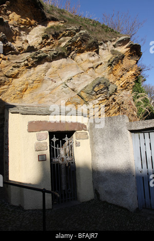 entrance to St Fillians cave Pittenweem Fife Scotland November 2010 ...