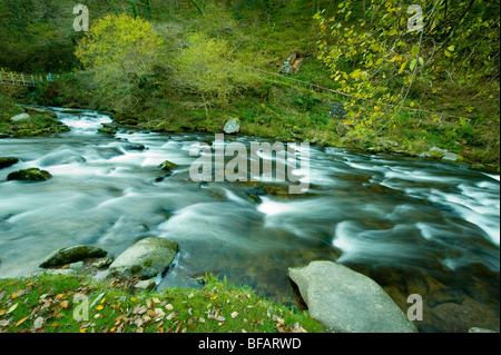 The river lyn in full spate after rain, Watersmeet national Trust ...