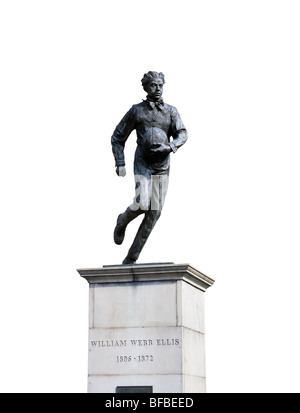 A bronze statue of William Webb Ellis outside Rugby School in Rugby ...