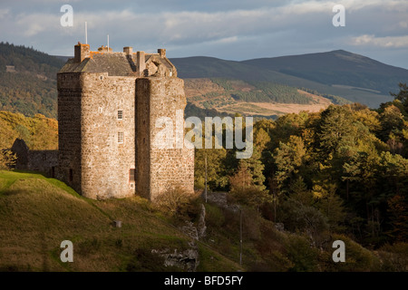 15th century Neidpath Castle on the river Tweed, Borders, Scotland ...