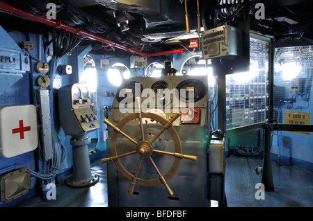 Bridge interior at USS Midway aircraft carrier museum ship in San Diego ...